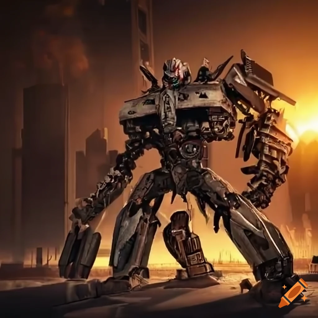 Scary car transformer in an empty ghost town realistic on Craiyon