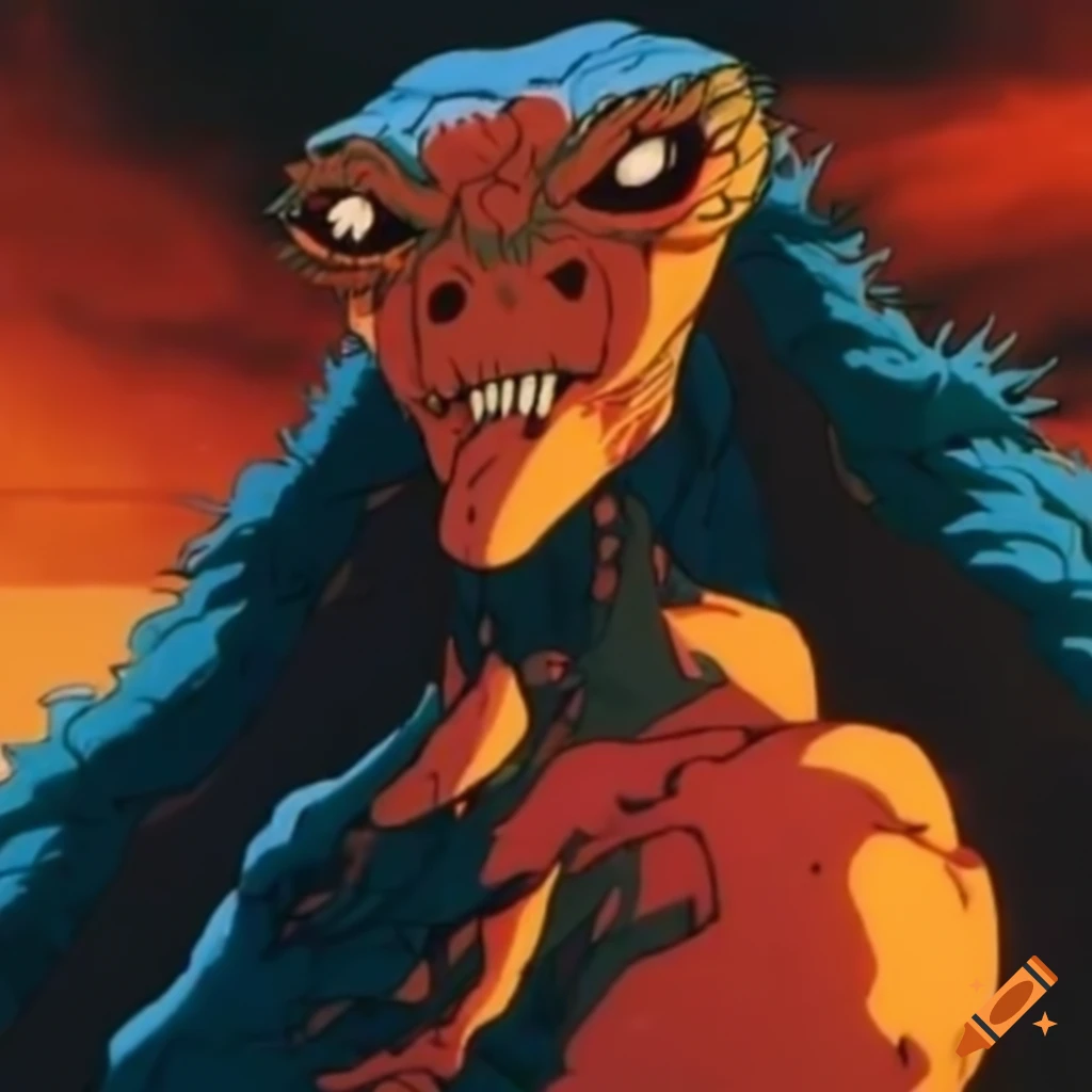 80-90's anime ova, reptile humanoid elder being