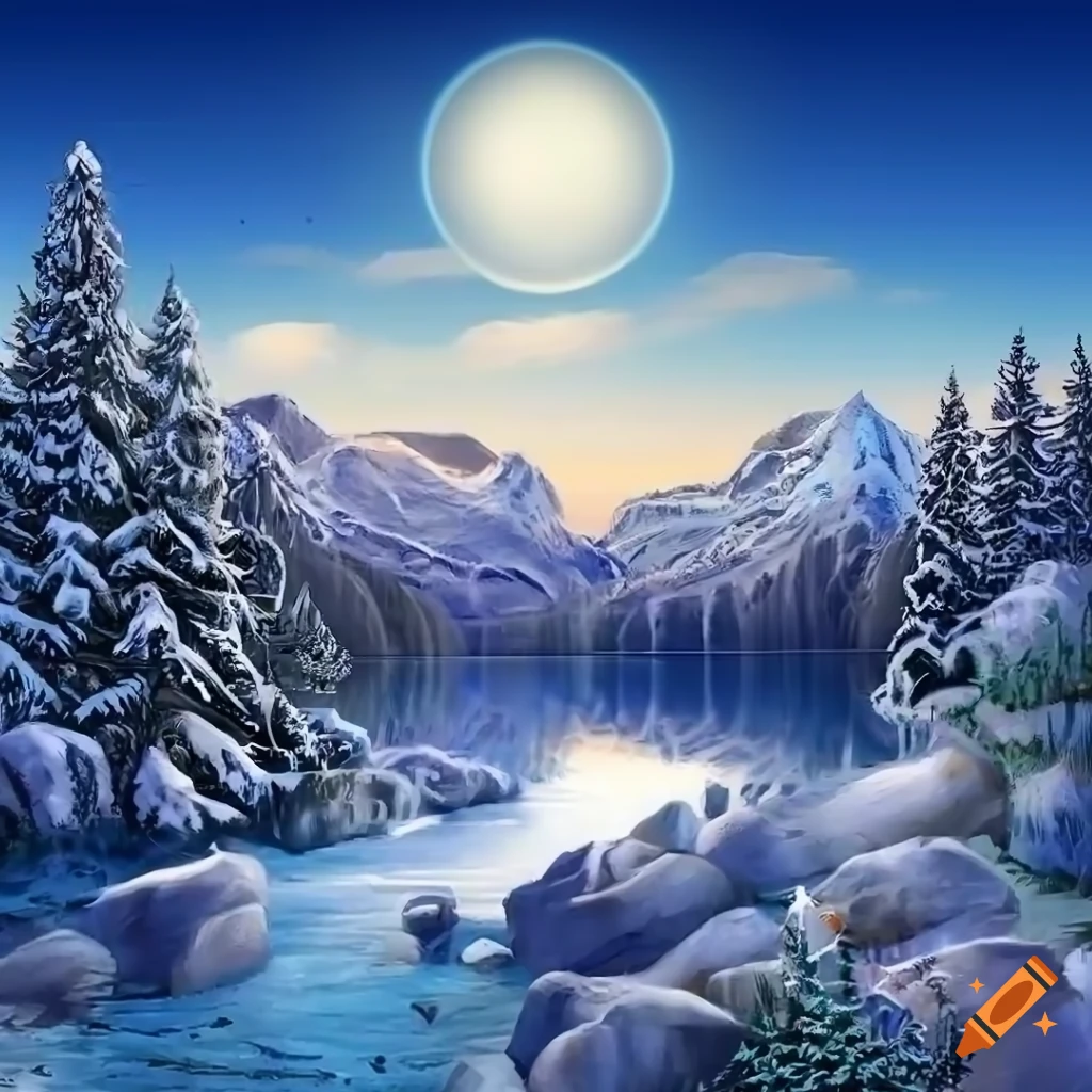 Highly detailed high-definition winterland intricate digital art