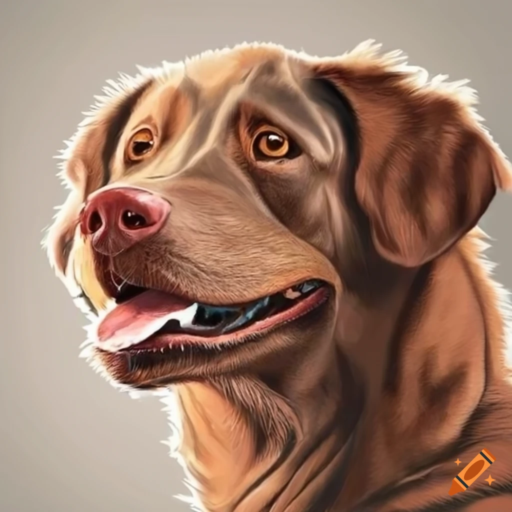 Hyper realistic drawing of a light brown labrador retriever and border ...