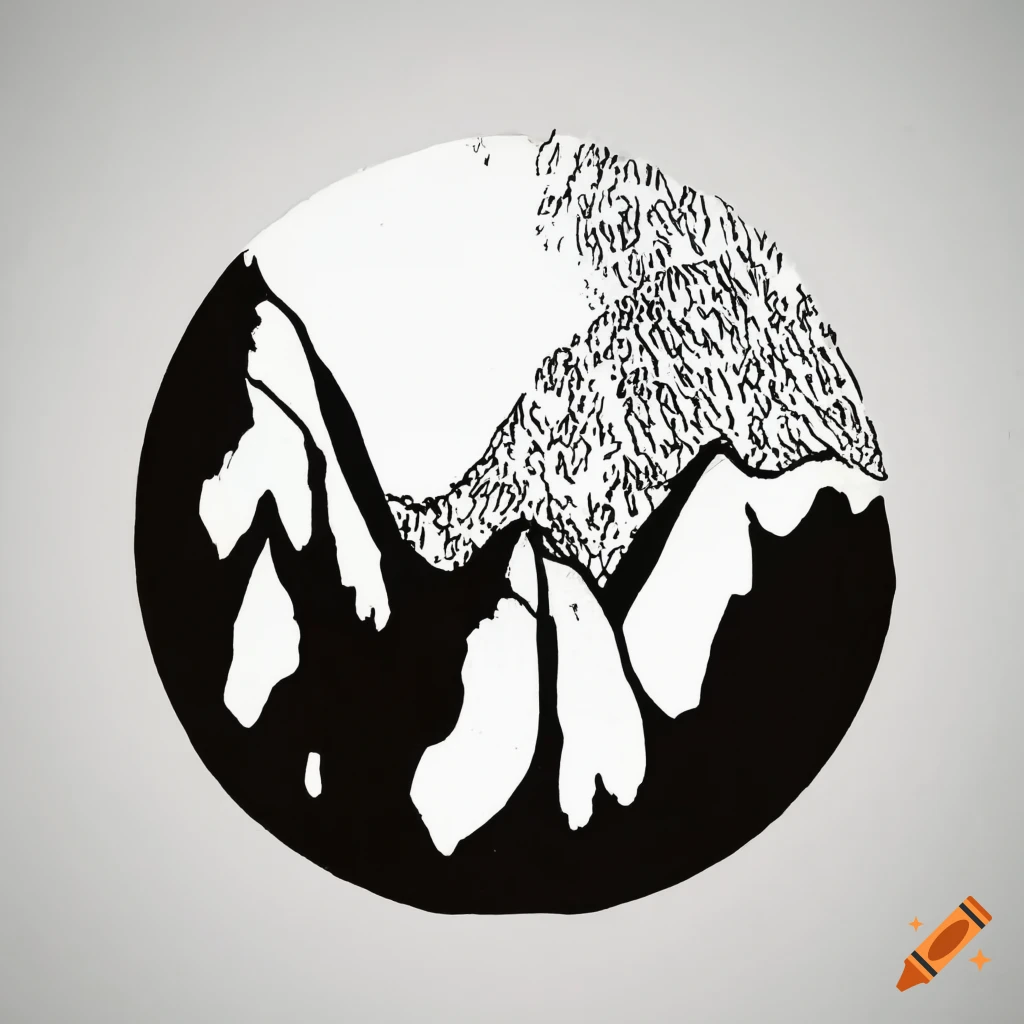 Abstract mountain ink drawing with ink spills logo