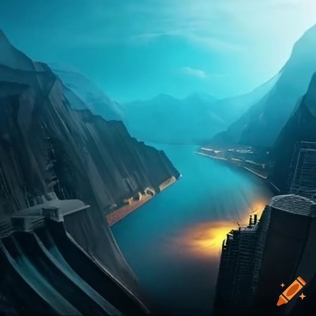 High technology dam guarding a city