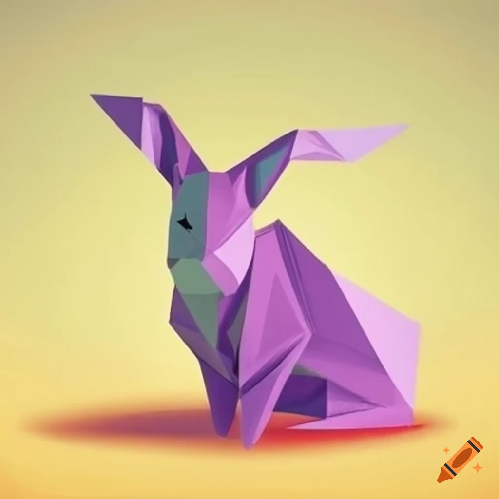 Origami rabbit swimming multicolored on Craiyon