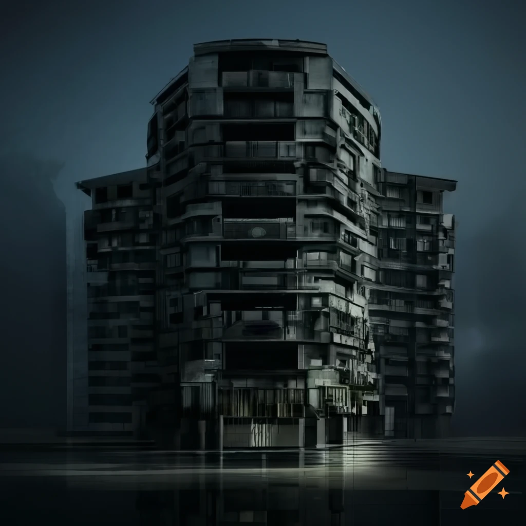 Photorealistic ARCHITECTURE SCIFI DYSTOPIAN BUILDING on Craiyon