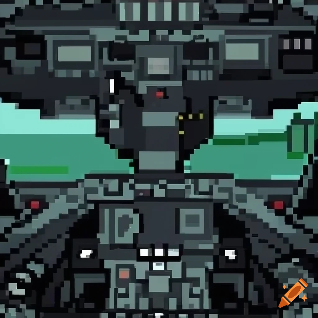 8bit pilot cockpit view hud pixel art on Craiyon