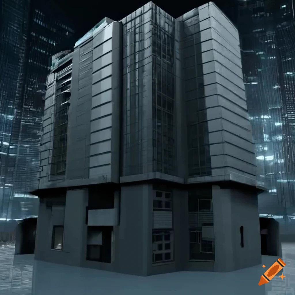 PHOTOREALISTIC CYBER FUTURE DARK BUILDING DETAILED on Craiyon