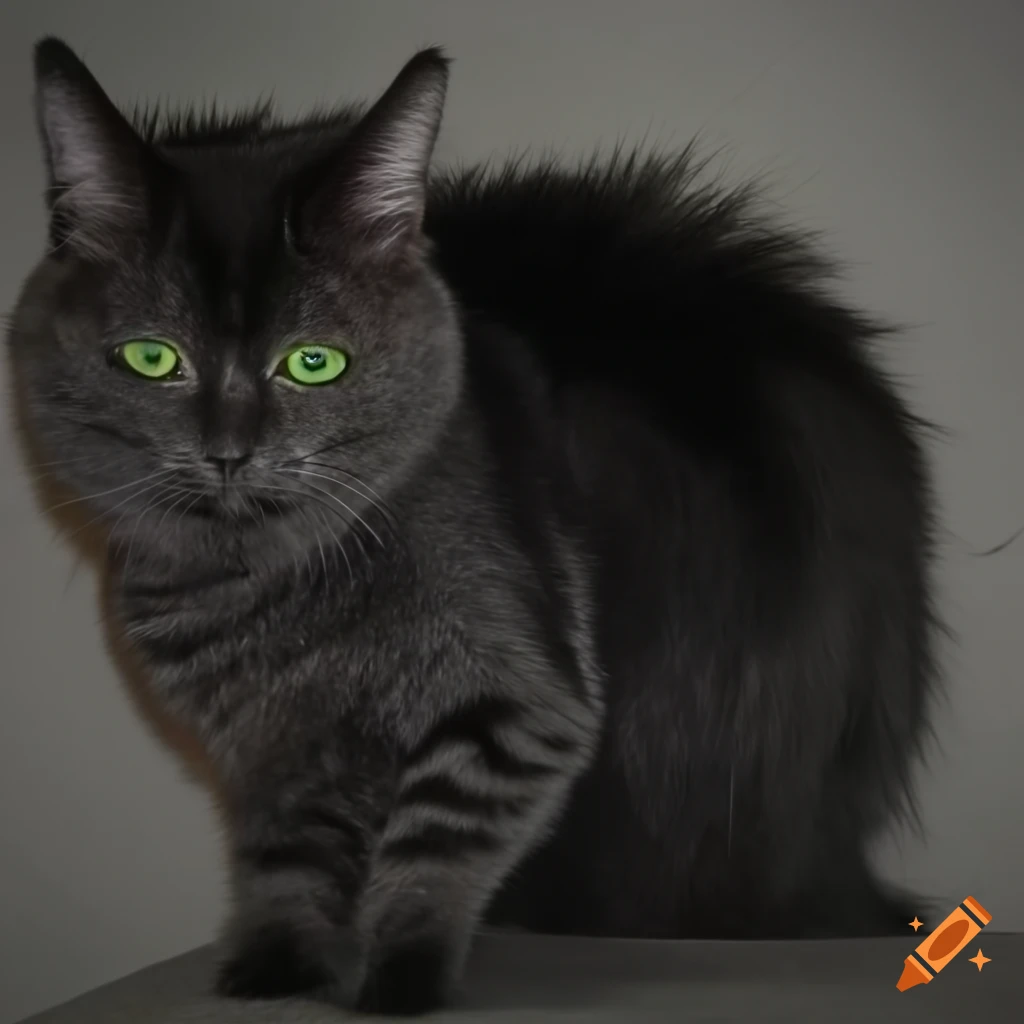 Dark-colored pelt which is a smokey grey. The dark grey has neon ...