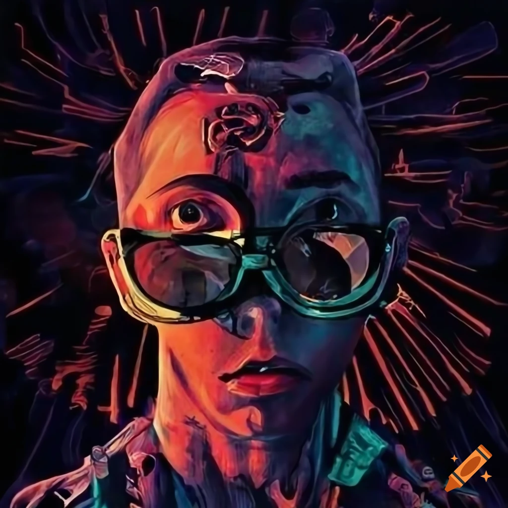 Cash!, Money!, dystopian setting, album cover art on Craiyon