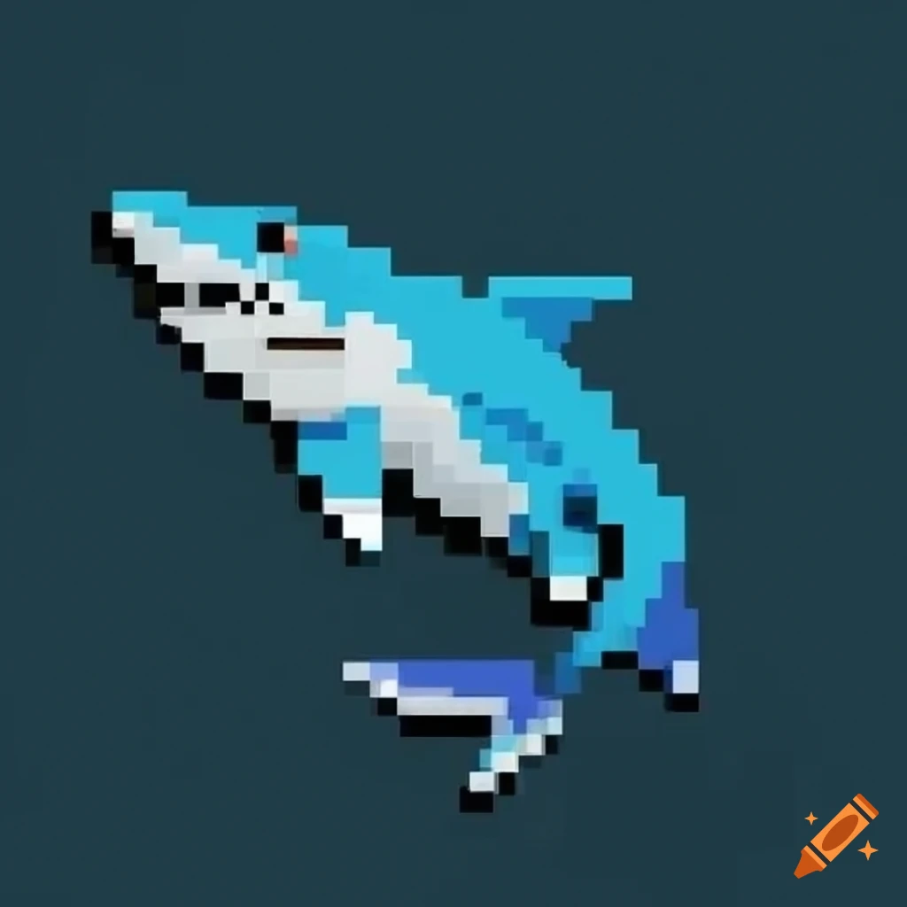 Pixel art shark on Craiyon