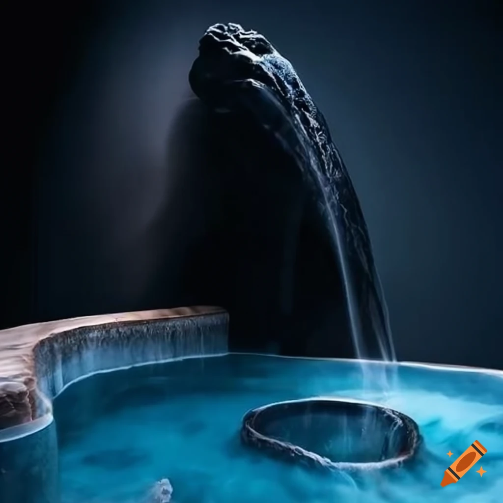 Black onyx indoor hot spring on Craiyon