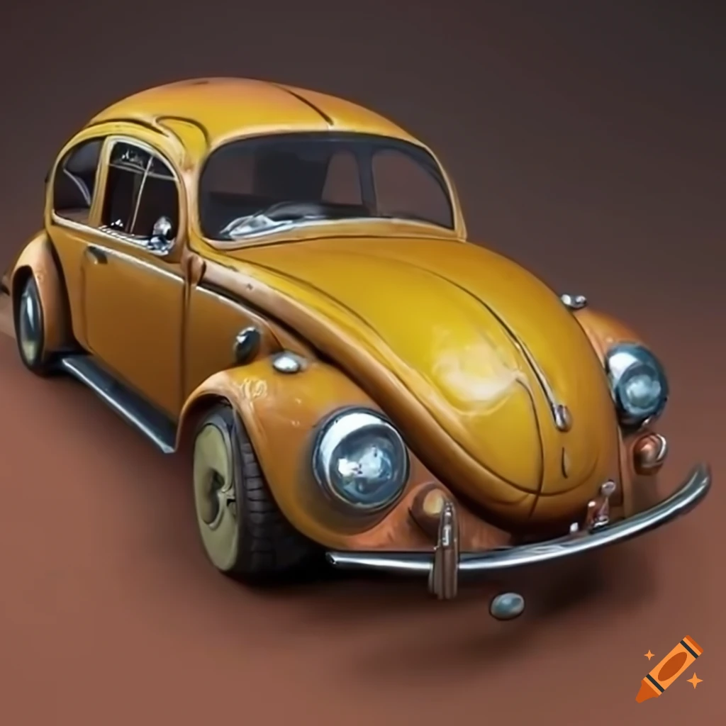 8k, Hyper Realism, Hyper Realistic, 3D, Steampunk Yellow VW Beetle as a ...