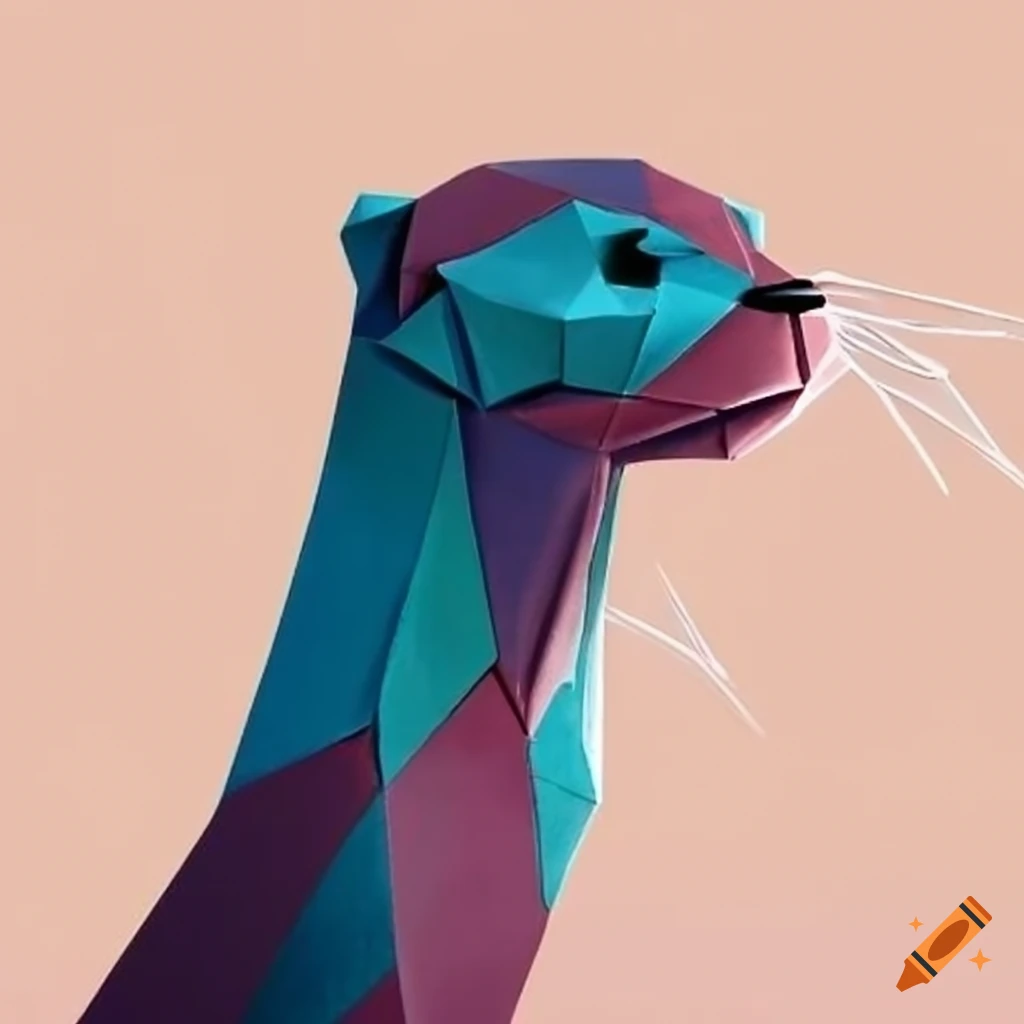 Origami otter multicolored on Craiyon