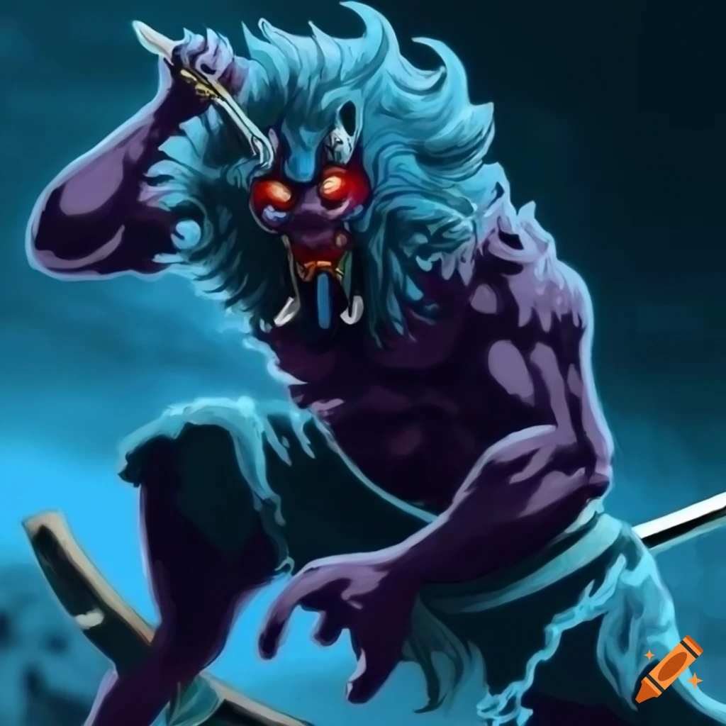 Red oni vs blue oni in ukiyo-e style on Craiyon