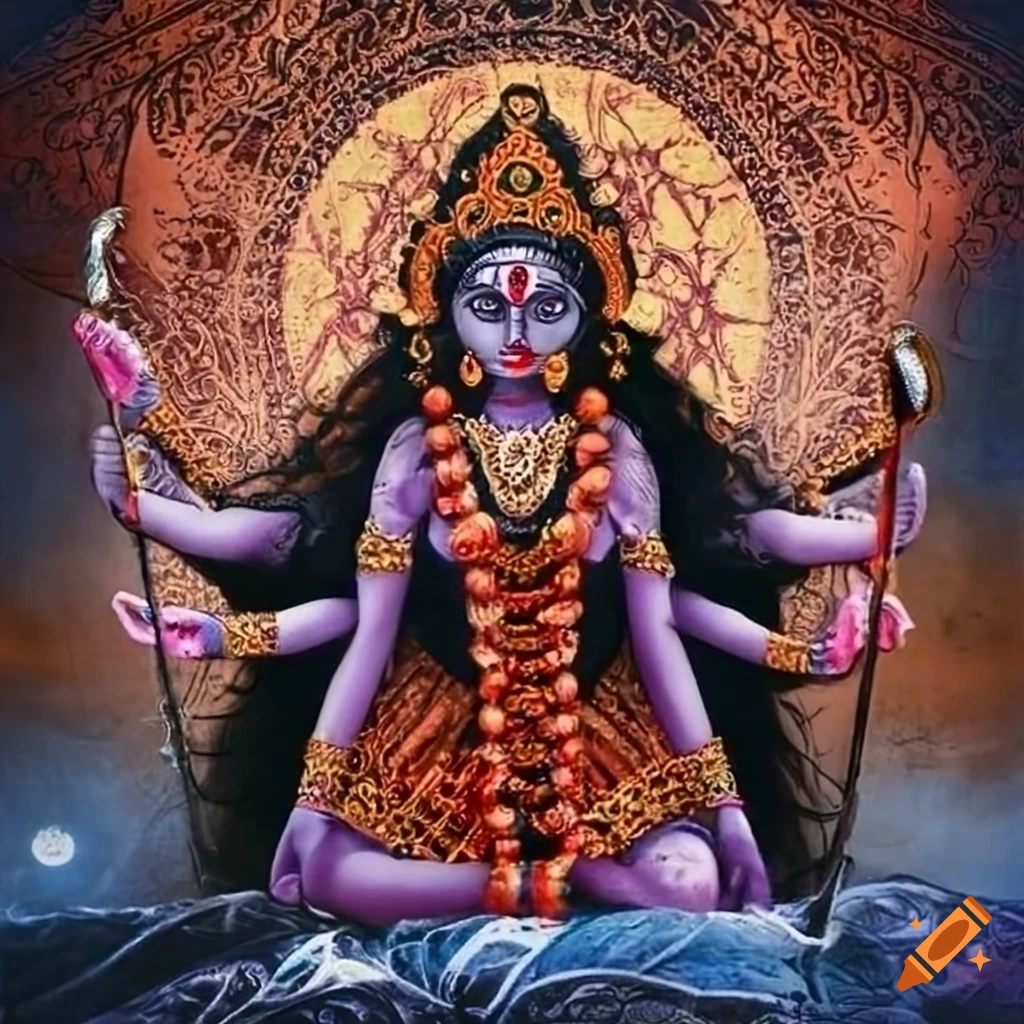 A mystical divination cloth featuring goddess kali on Craiyon