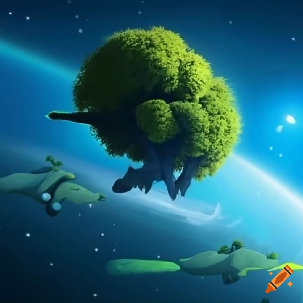 Tree growing on spaceship