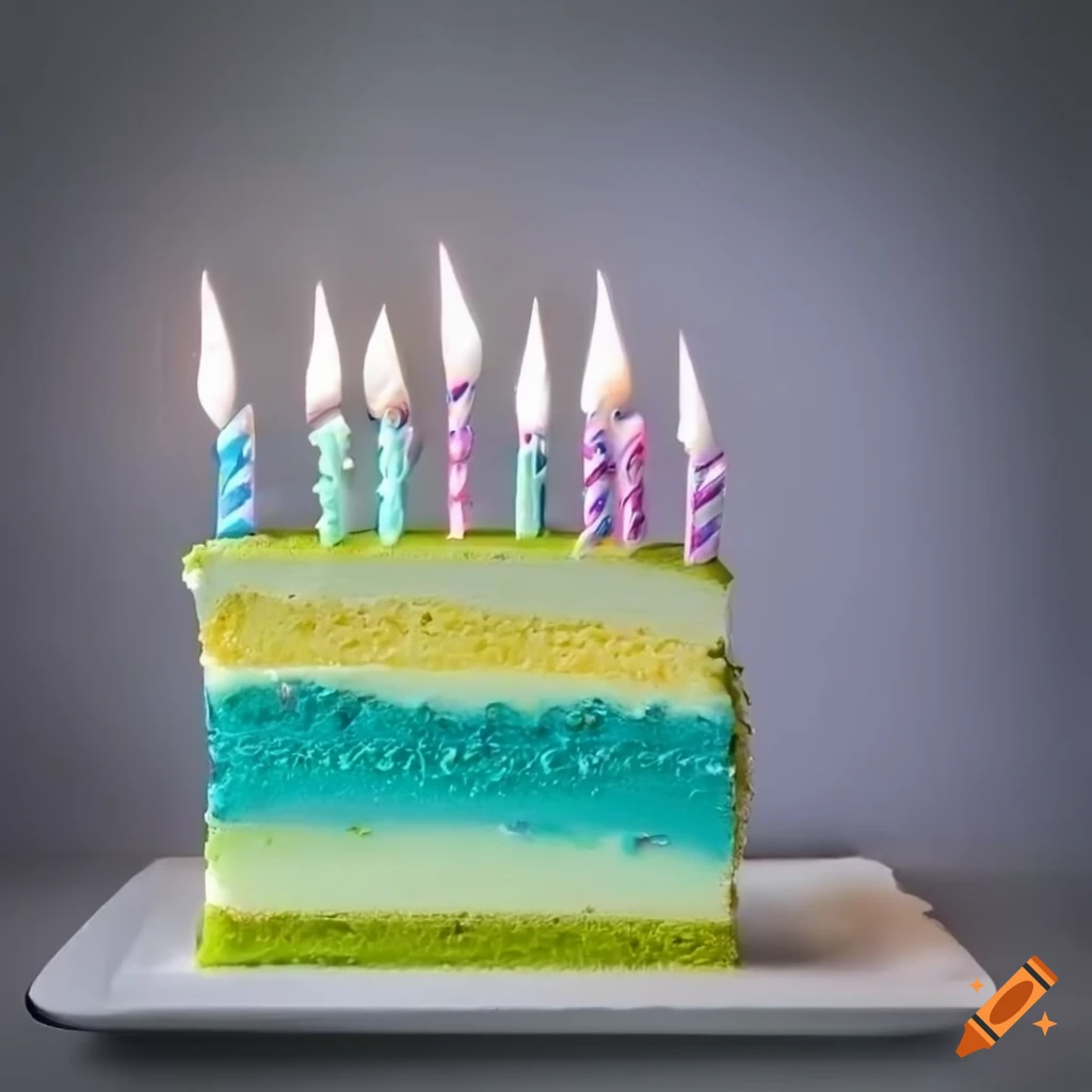 Birthday-cake-slice color full-size hyper-realistic