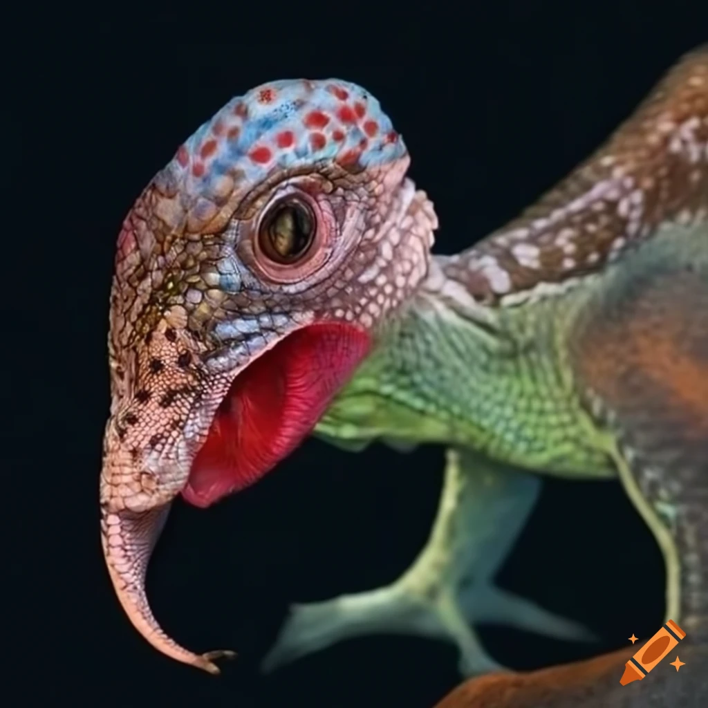 A whimsical hybrid creature with features of both lizards and roosters