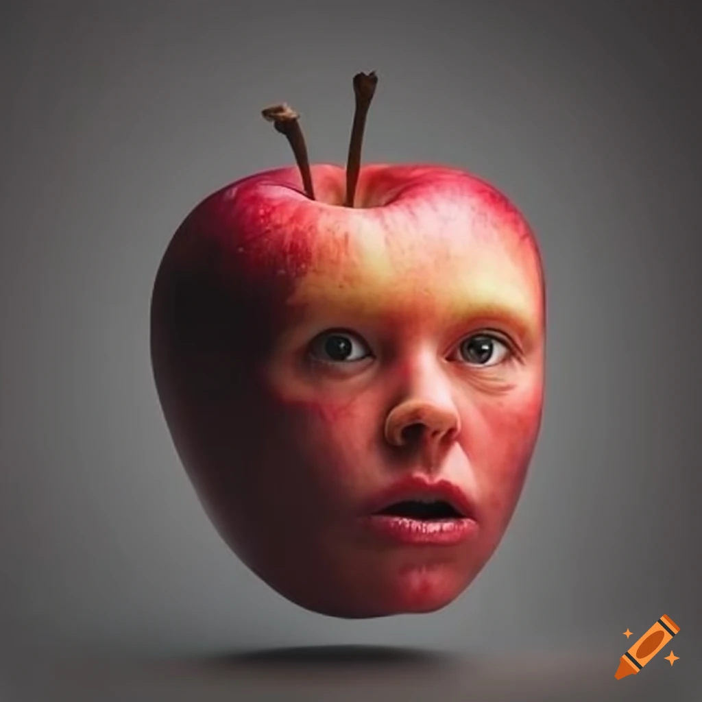 Apple with a human face on Craiyon