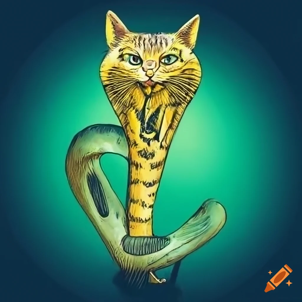 Hybrid of yellow cat and green cobra on Craiyon