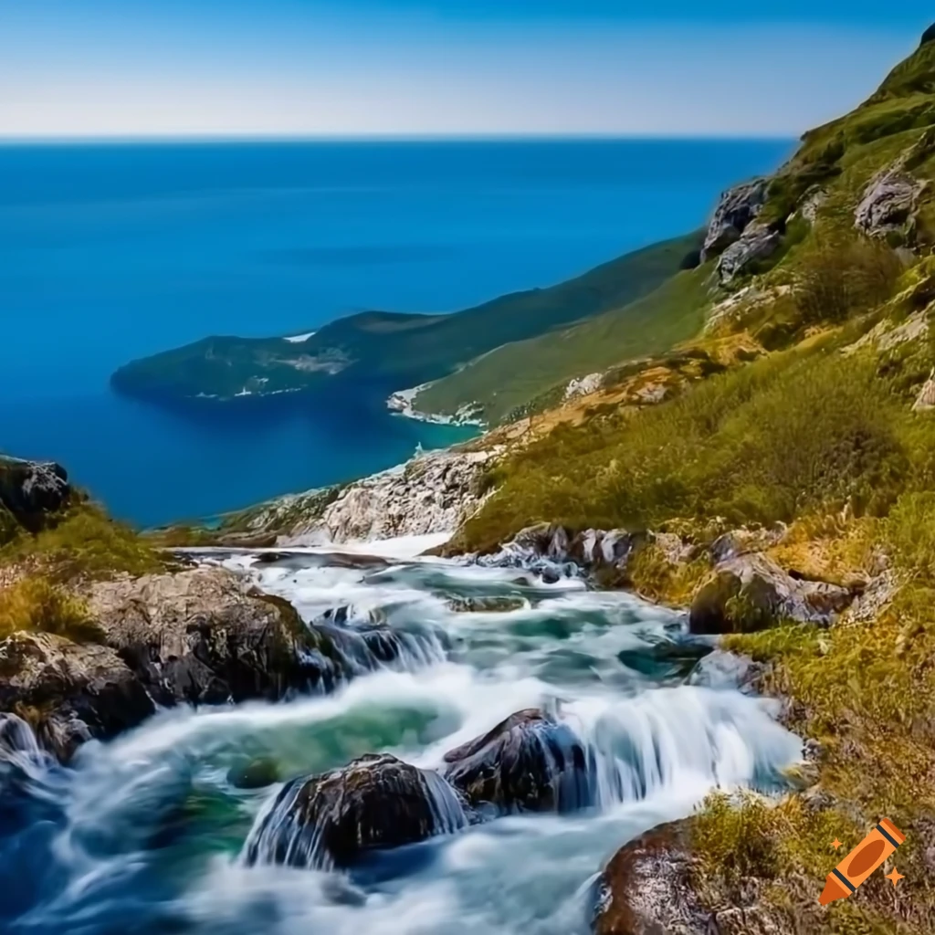 Mountain stream in a Mediterranean environment on a very high mountain ...