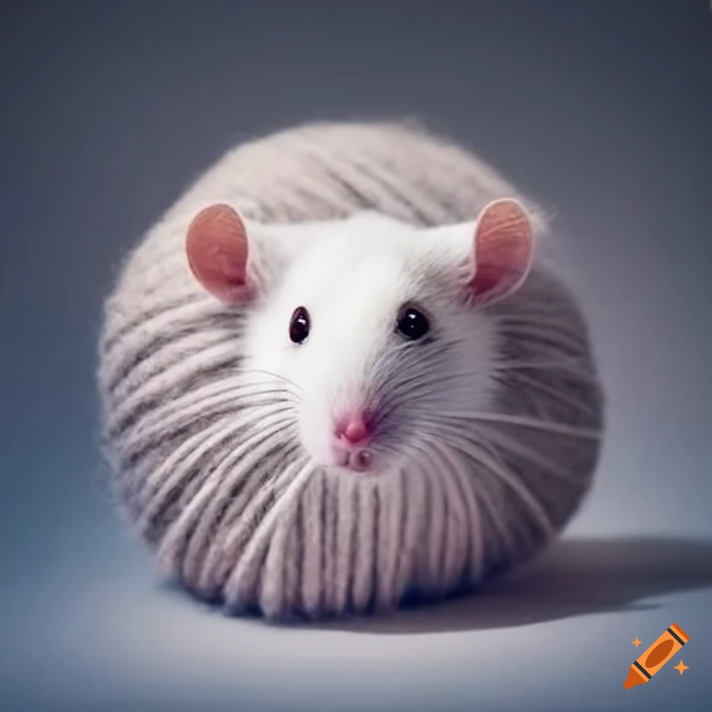 A round logo featuring a white rat and wool ball on Craiyon