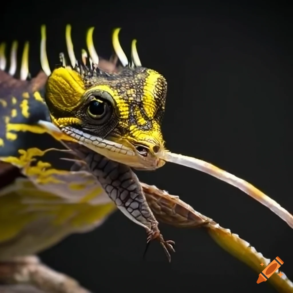 A black and yellow striped dragon-like creature with wasp features