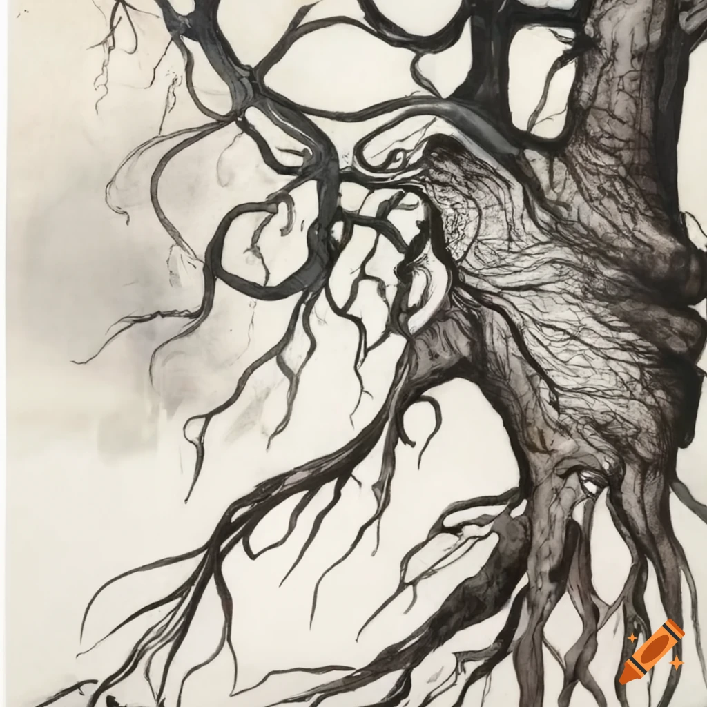 Twisted Tree Roots Drawing