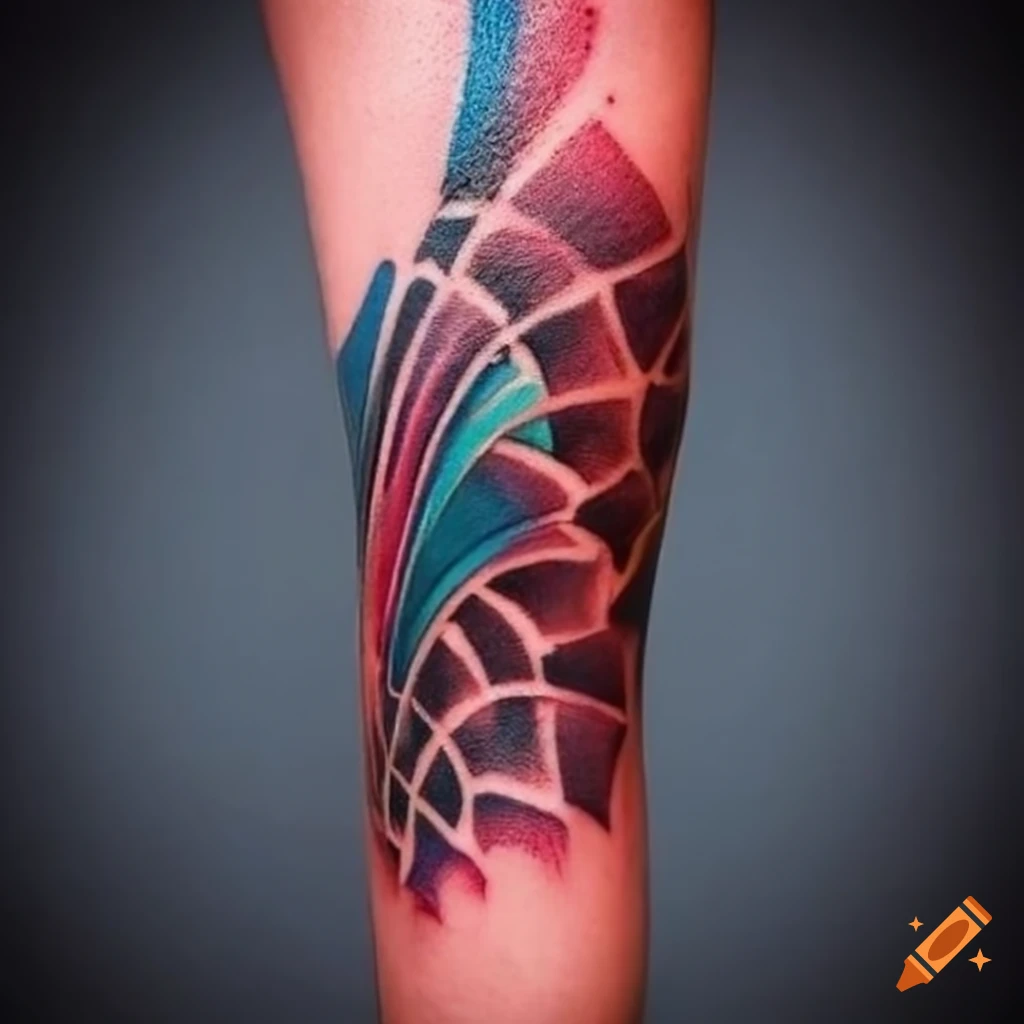 Stunning abstract forearm tattoo with vibrant and intricate patterns on ...