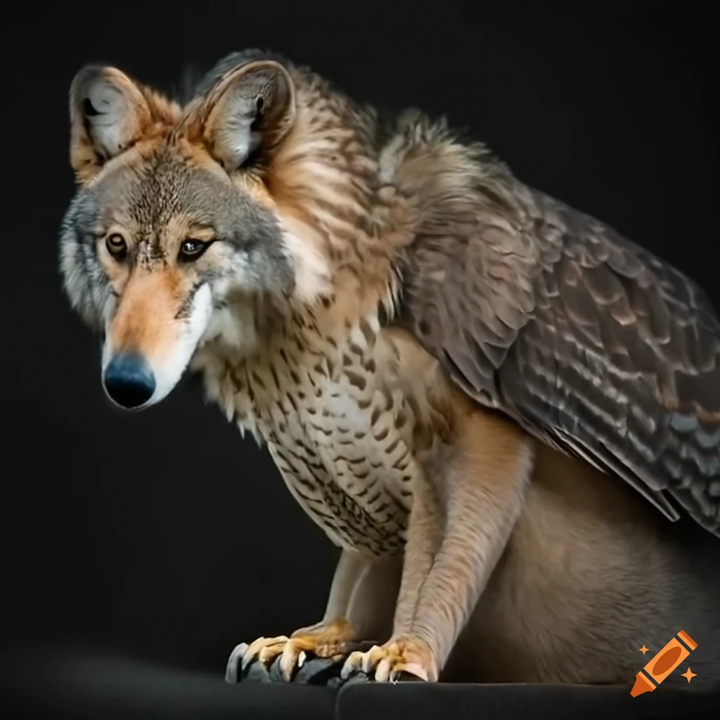 Falcon wolf chimera on Craiyon