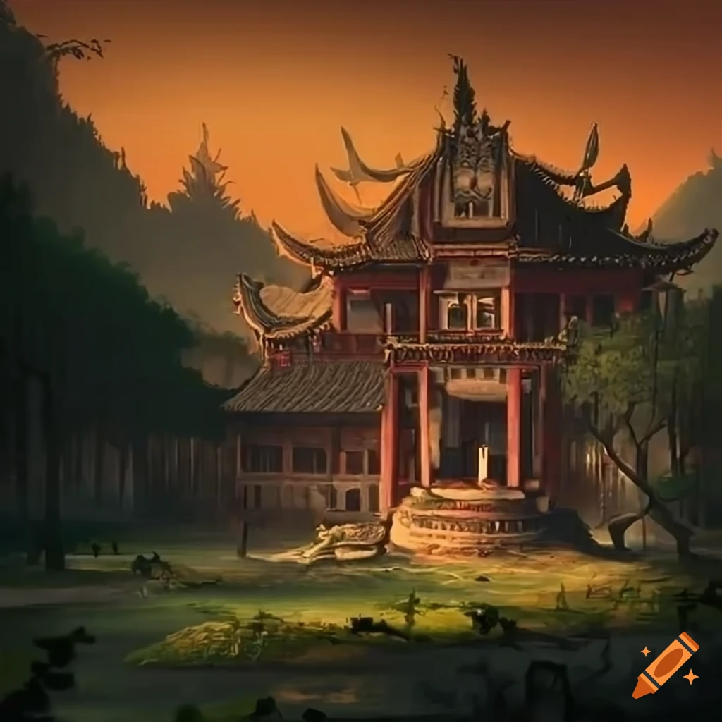 Landscape, ancient China, sect, HD, detailed, in the forest, buildings ...