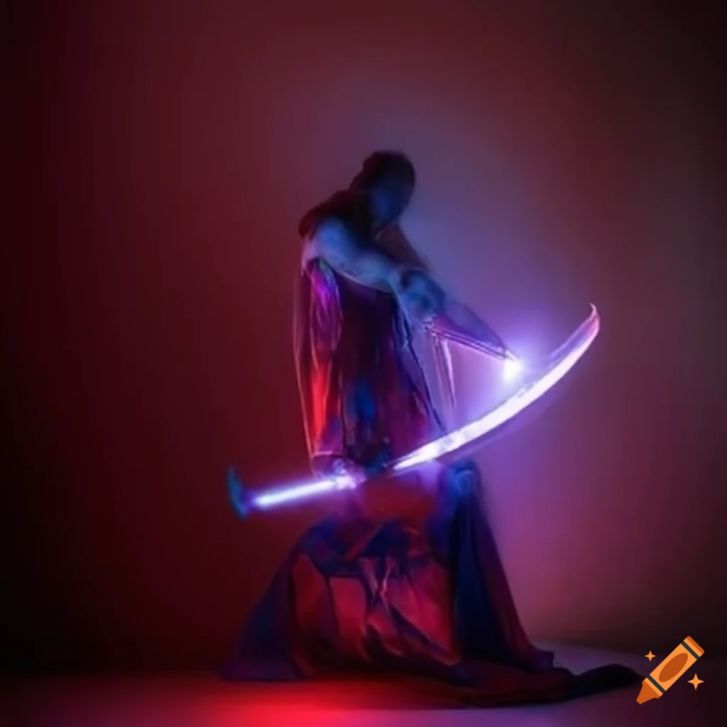 Possessed sword fighter with a glowing shimmering aura