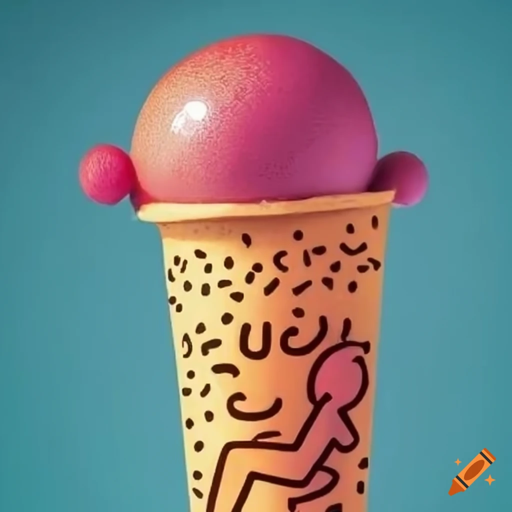 A guy eating an ice cream, by keith haring