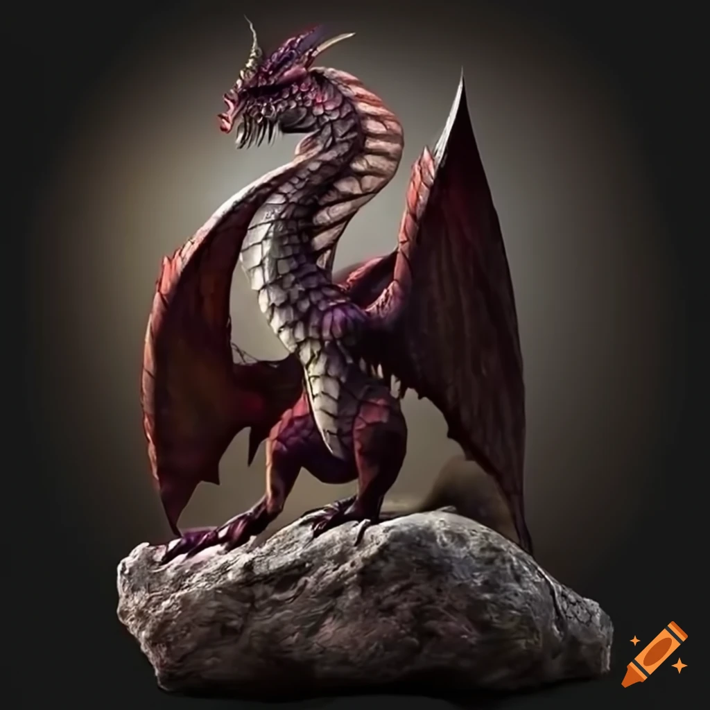 A fierce dragon on a rock