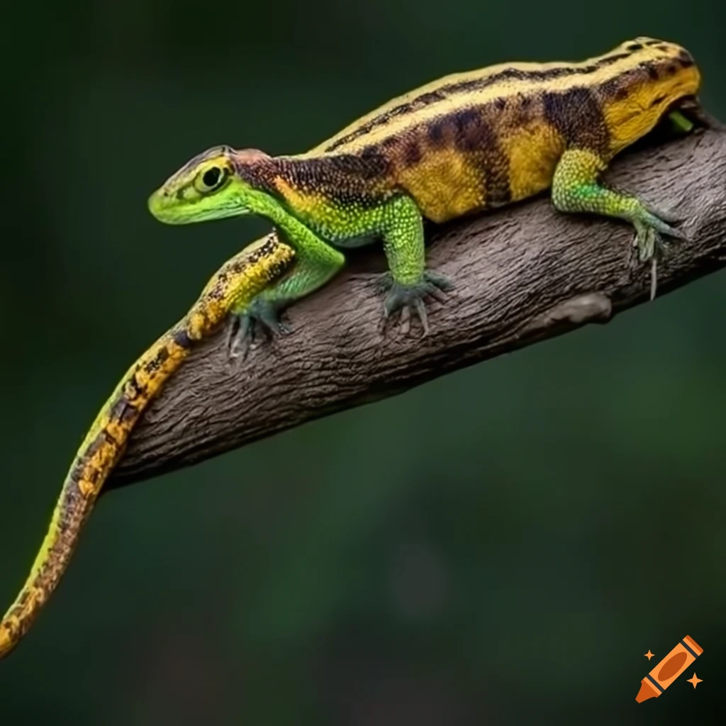 A tree-dwelling whimsical striped hybrid creature inspired in both ...