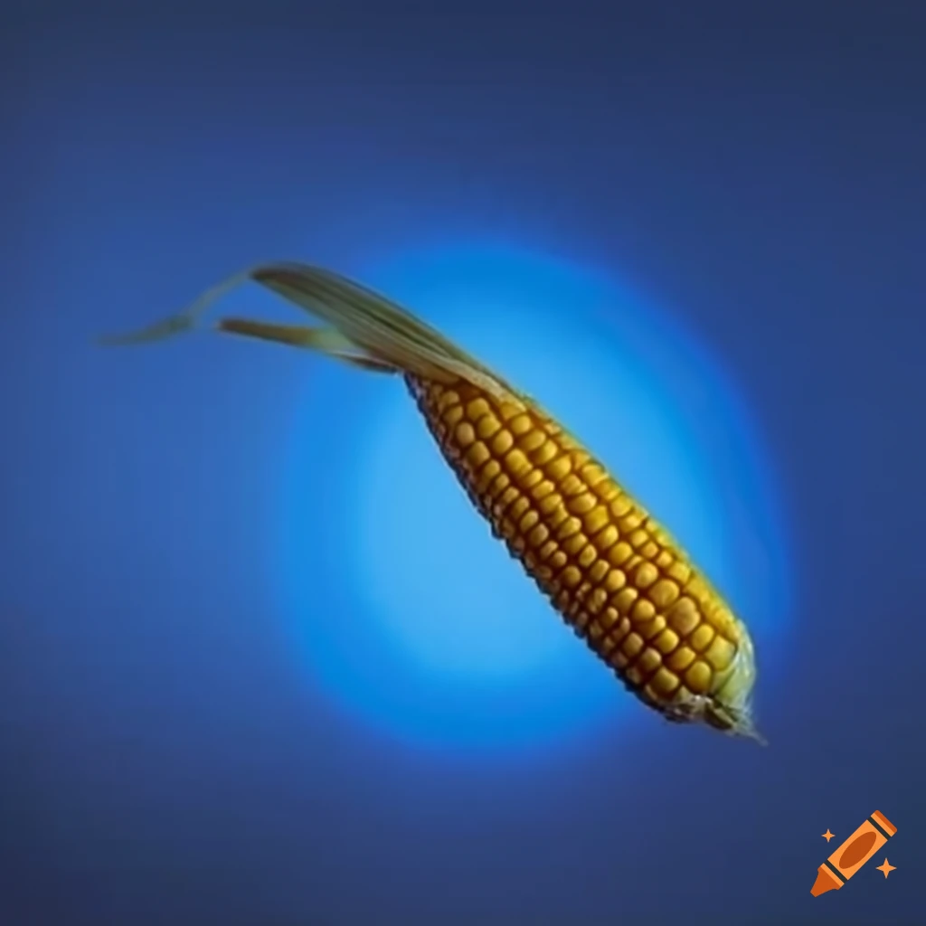 Ear of corn floating in blue void
