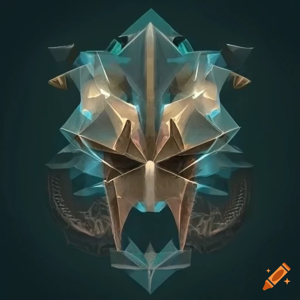 Geometric lightning illustration. Tribal mask of handsome sky god with ...