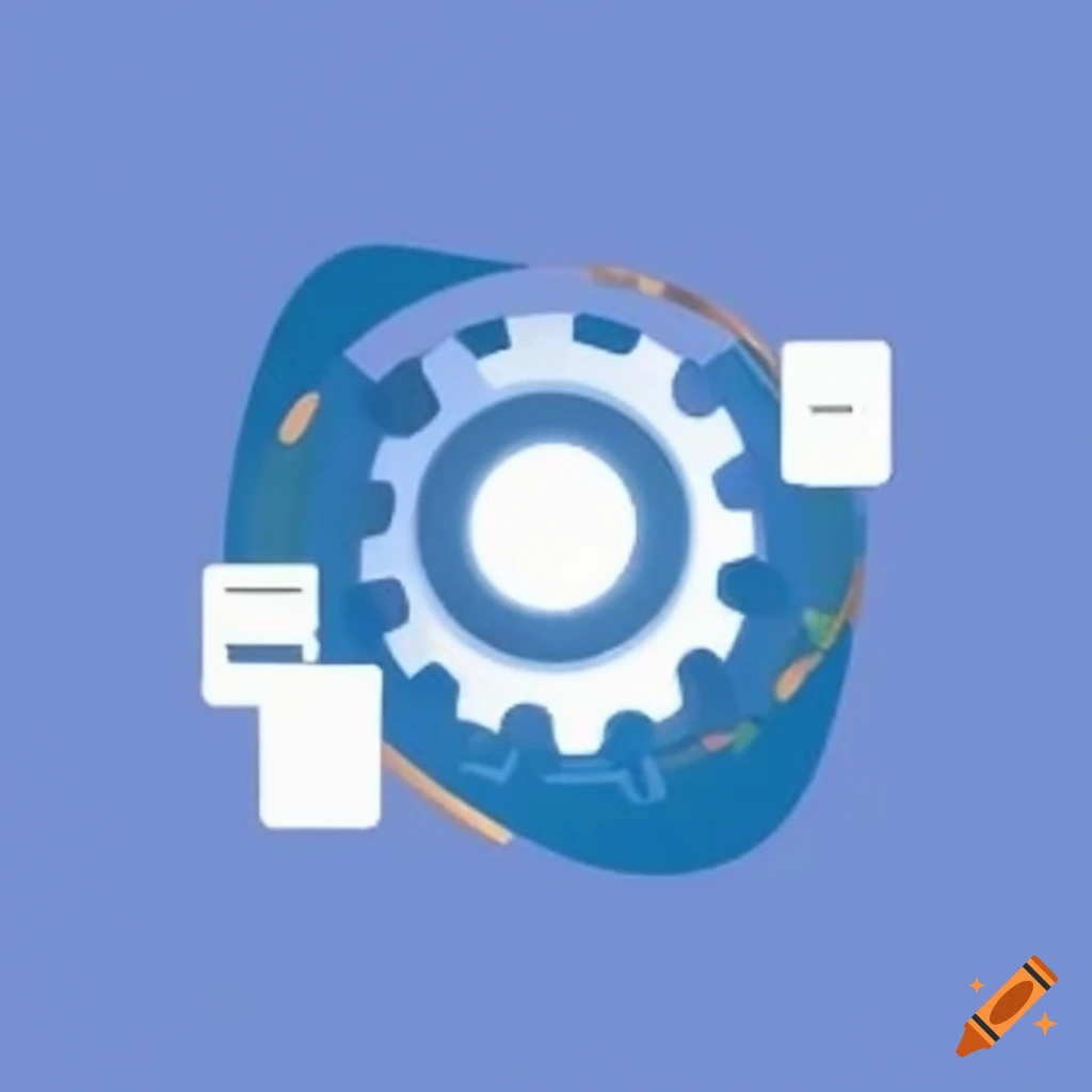 A sleek icon tech cog, eye, remote connection