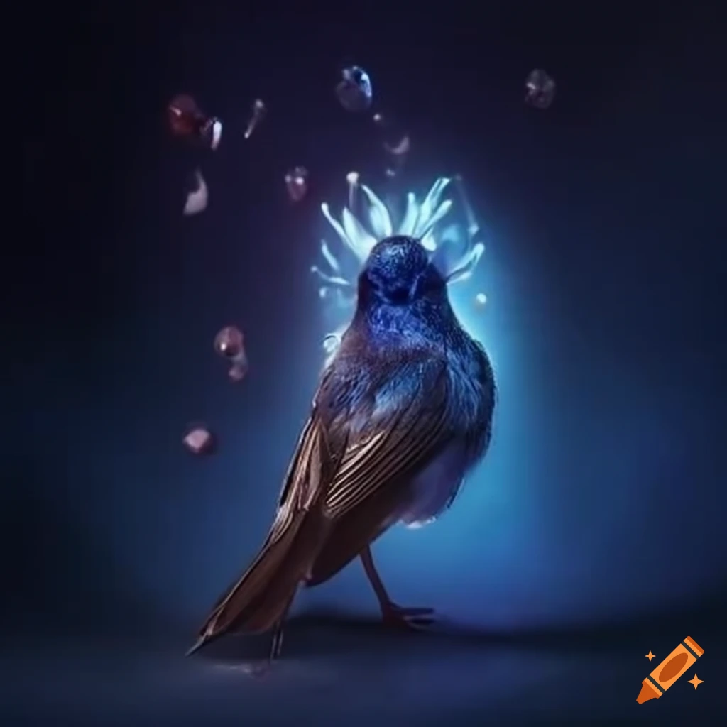 An artificial nightingale that sparkles like diamonds, ruby and ...