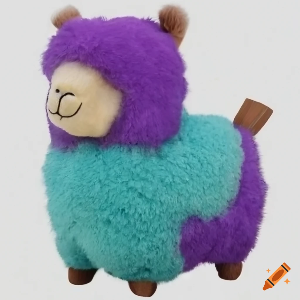 Kawai king alpaca in purple and cyan on Craiyon