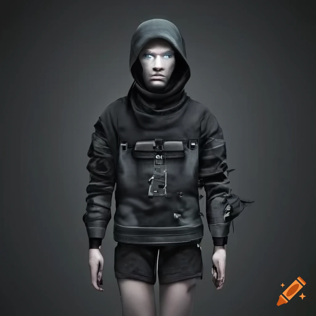Photorealistic techwear darkwear