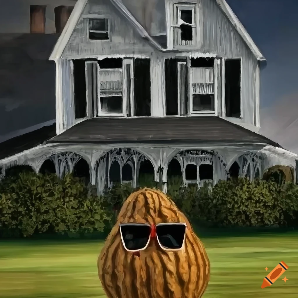 American Gothic style painting of a Giant Peanut wearing Sunglasses ...