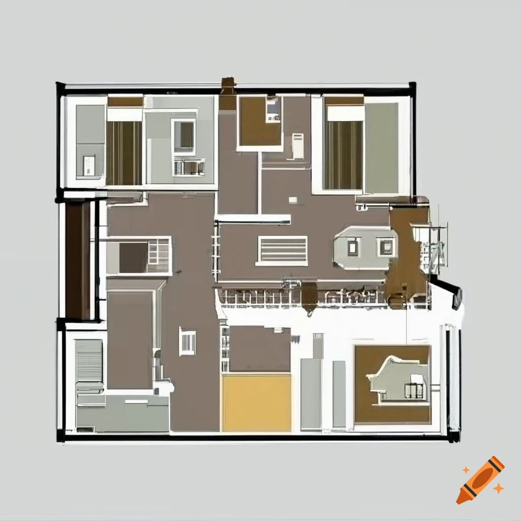 Map for technical design for 16 rooms on Craiyon