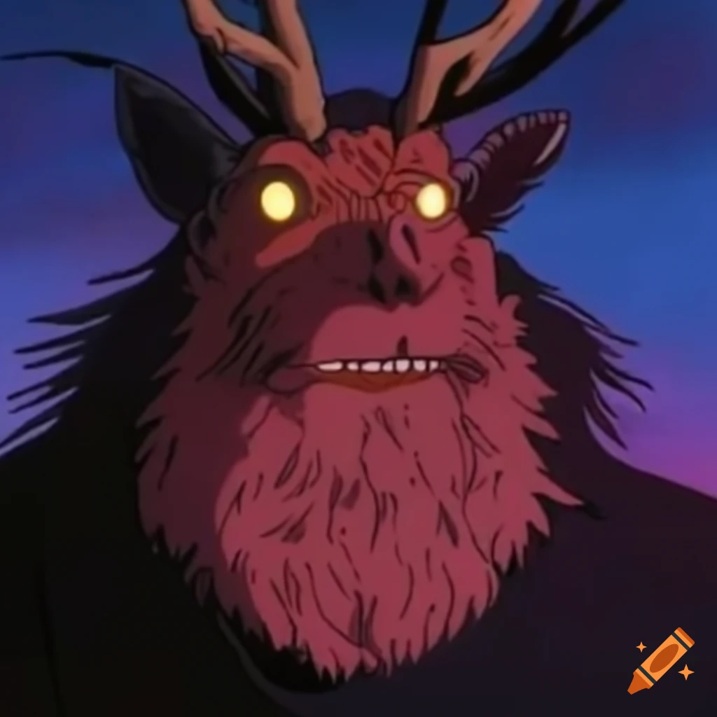 80-90's anime ova, moose deer humanoid elder being