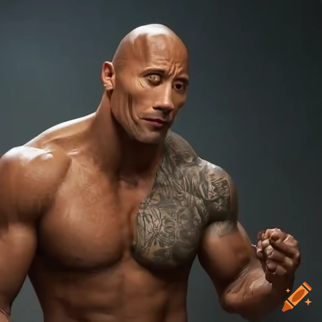 Dwayne the rock johnson eating rocks on Craiyon