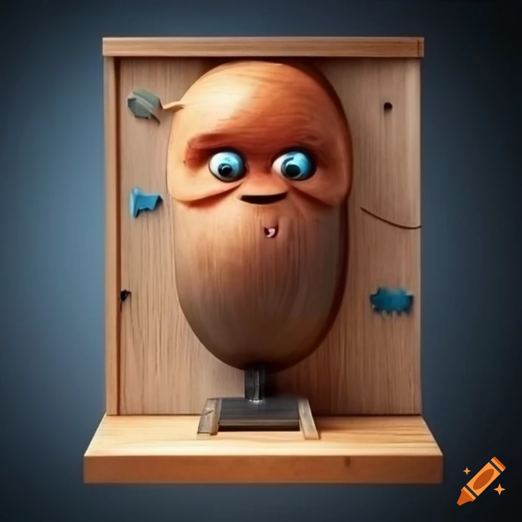 Woodworker, funny, pixar style, saw blade, wood cabinet on Craiyon