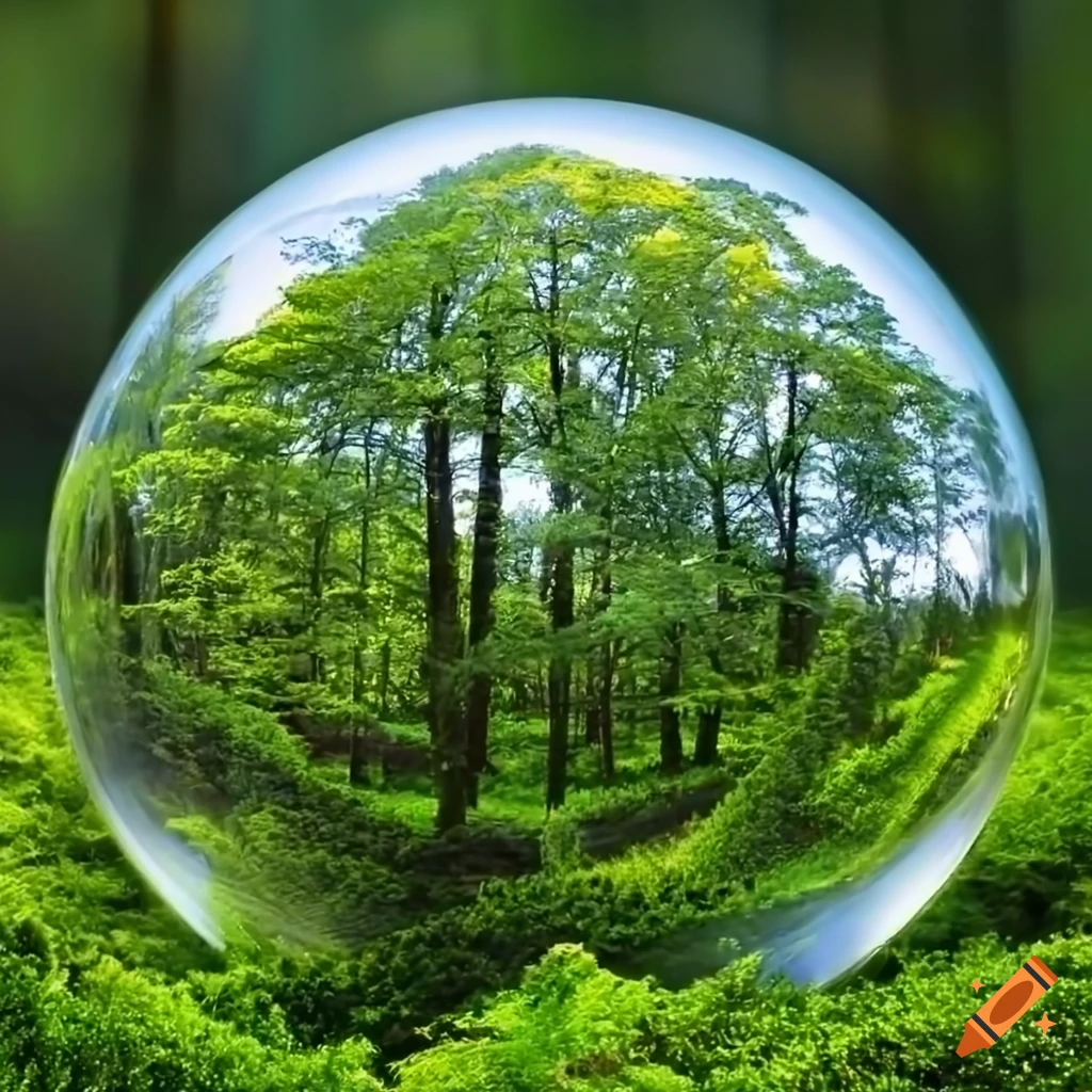 A beautiful forest ((inside)) of a glass sphere on Craiyon