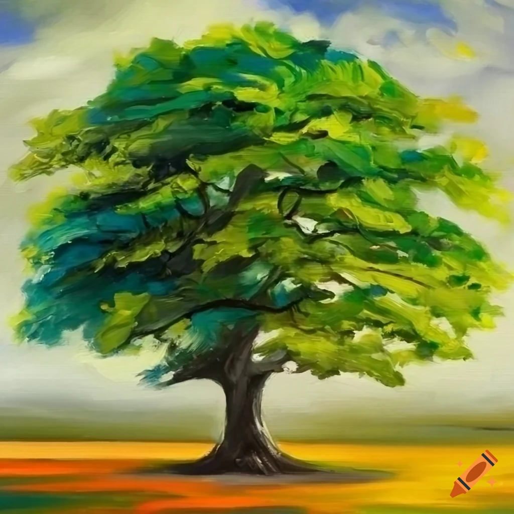 Elm tree oil painting