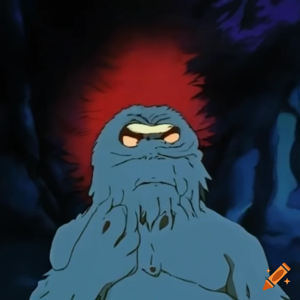80-90's anime ova, bigfoot sasquatch yeti on Craiyon
