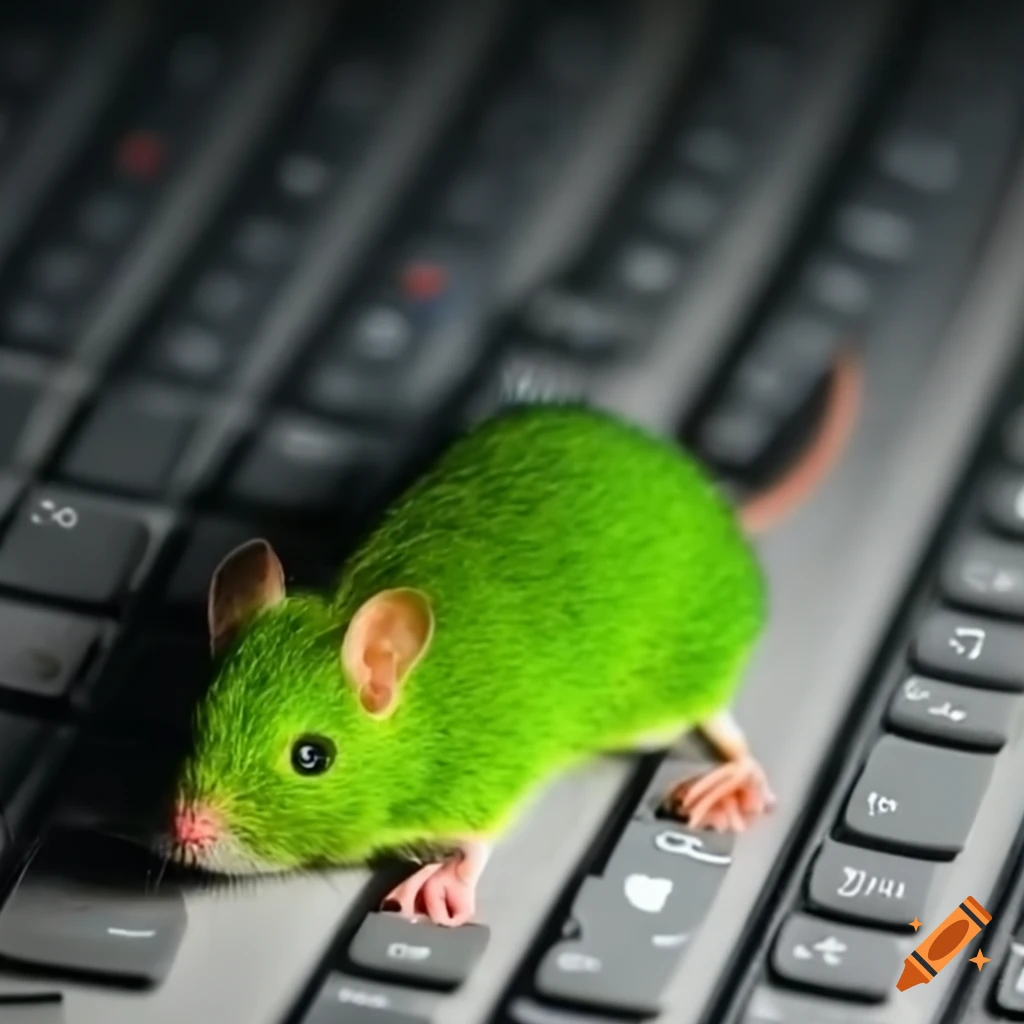 A cheerful green mouse run on a calculator on Craiyon
