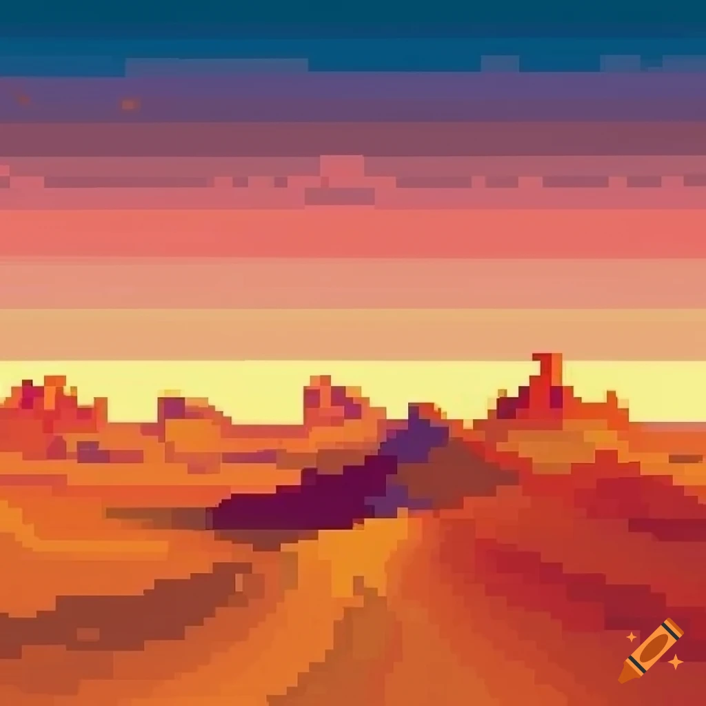 Desert horizon pixel art on Craiyon